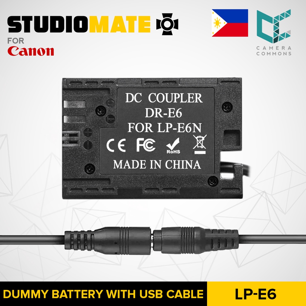 STUDIOMATE Dummy Battery LP-E6 with USB Cable for Canon Cameras E6 ...
