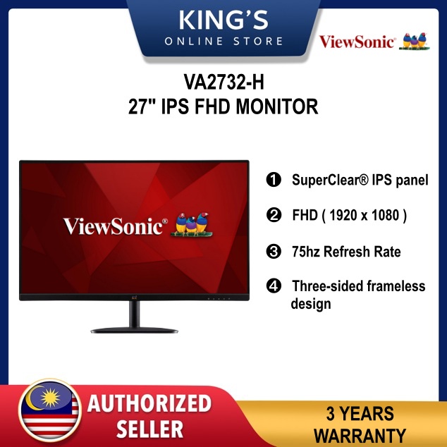 VIEWSONIC VA2732-H 27” 75HZ IPS Monitor WITH HDMI & VGA PORTS | Shopee ...