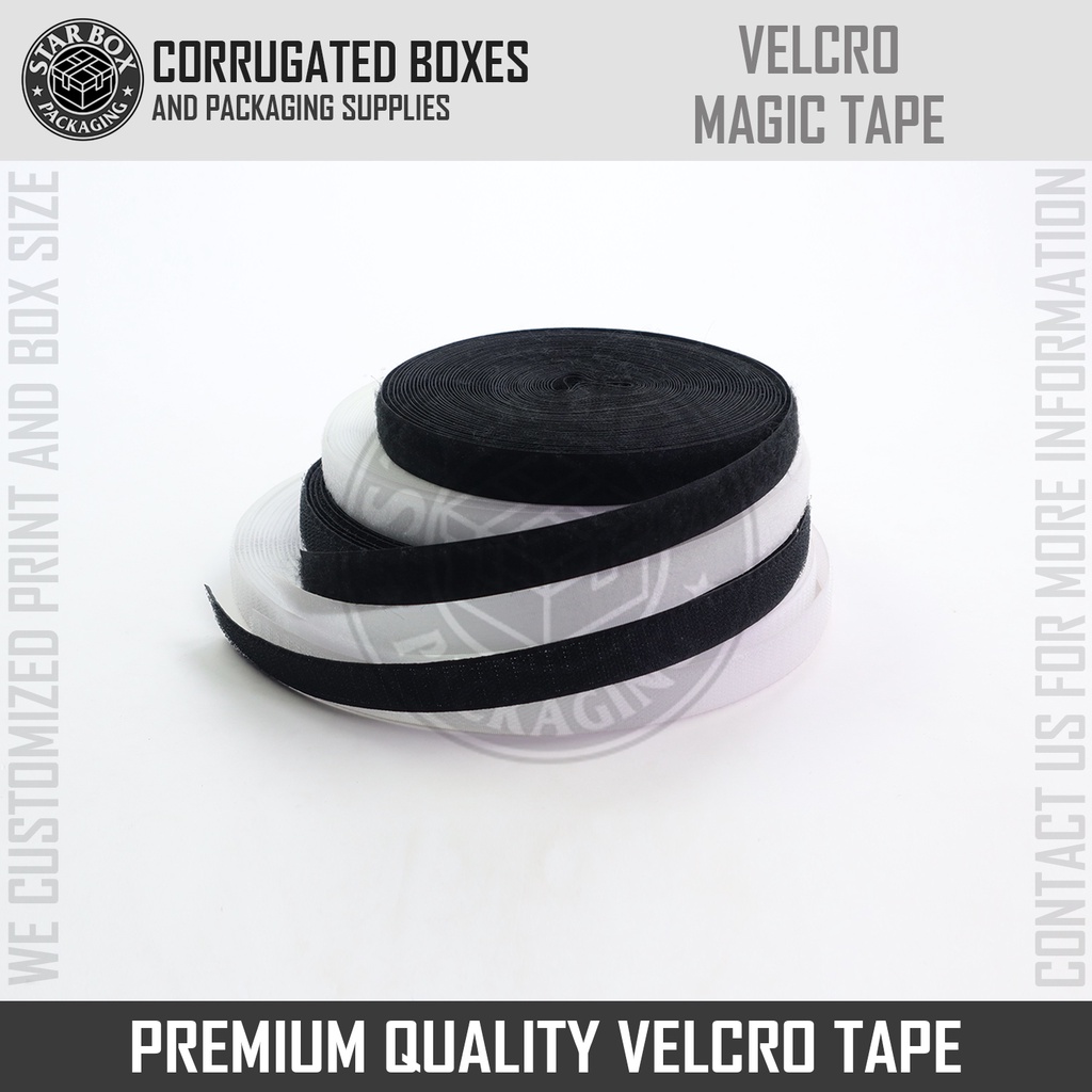 Starbox Velcro Magic Tape (Hook and Loop) Black and White (PER YARD ...