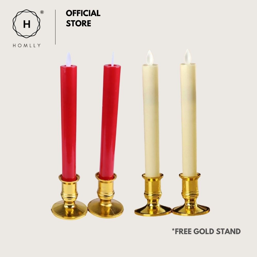 [Hari Raya Light] Homlly 3D LED Flickering Flame Slim Tall Candles ...