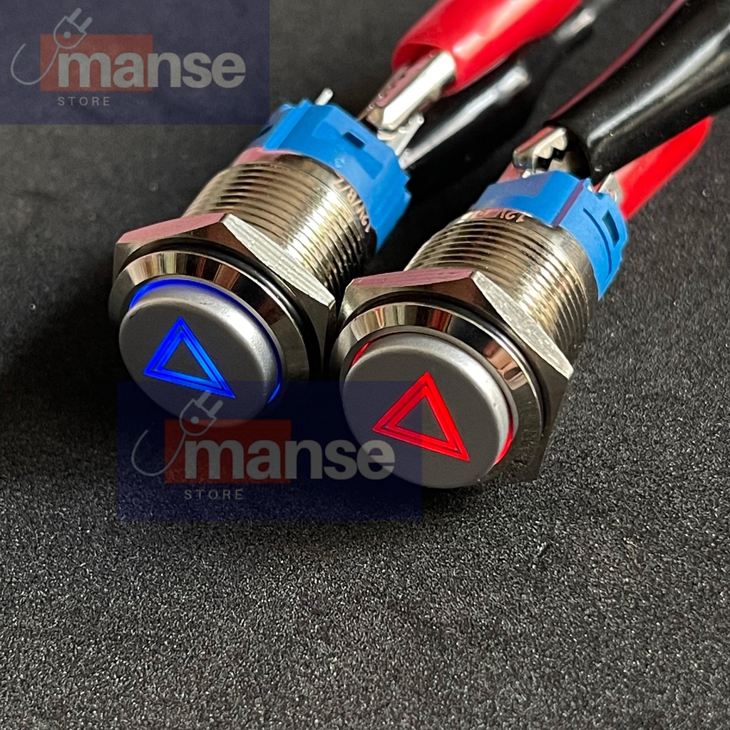 Waterproof Push On Off Switch 16mm Metal Hazard Triangle Logo | Shopee Philippines