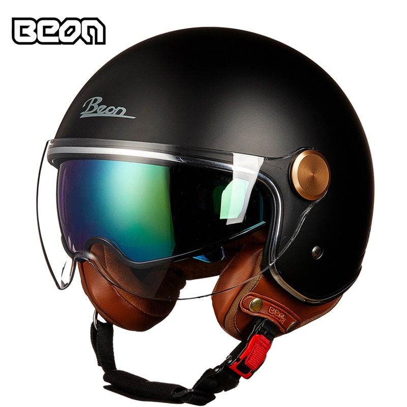 BEON Motorcycle Helmet 3/4 Open Face Colorful Double Lens Woman Man ...