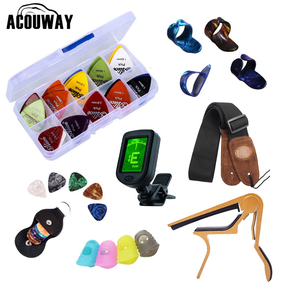 Guitar Accessories kit Tuner +Capo +Guitar Pick+Strap+Fingertip ...