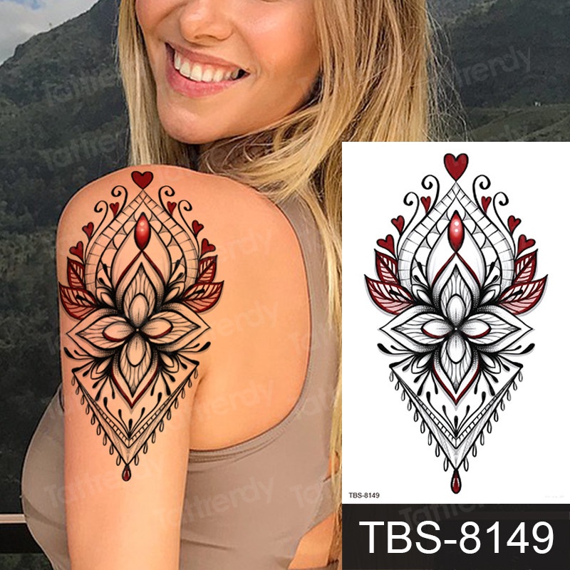 Mandala Temporary Tattoo Sticker Lace Black Henna Sex Tattoo For Woman