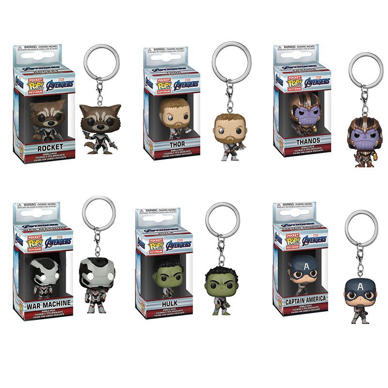 Funko Pop ! Keychain Marvel 《Avengers 4》Thanos Captain America Thor ...