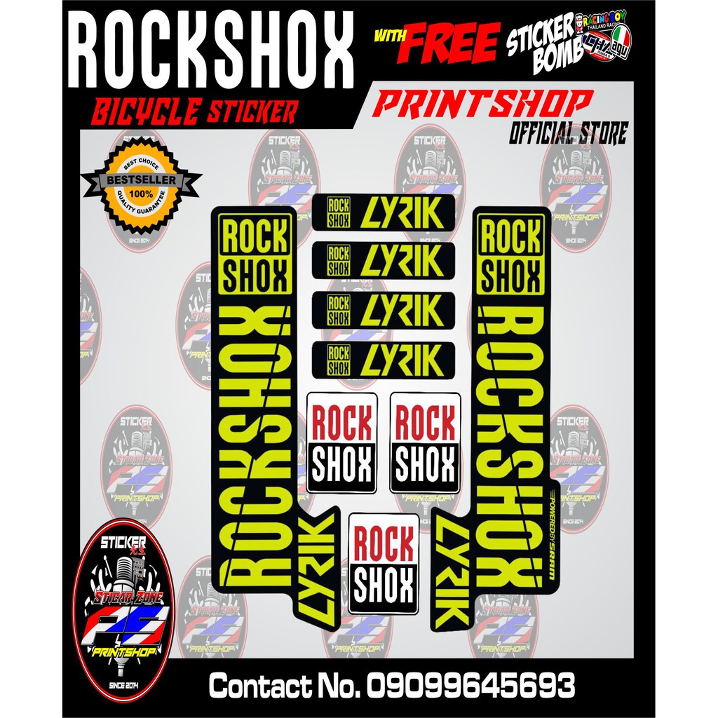 Rock Shox Fork Bike sticker decals glossy laminatedpre-cut (1.3in x 7 ...
