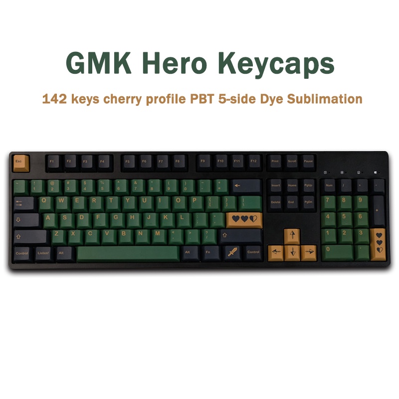 142 Keys GMK Hero Keycaps Cherry Profile PBT 5-side Dye Sublimation ...