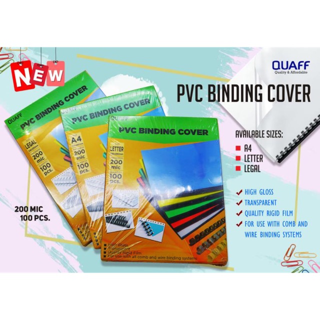Quaff brand pvc binding cover clear 200mic | Shopee Philippines
