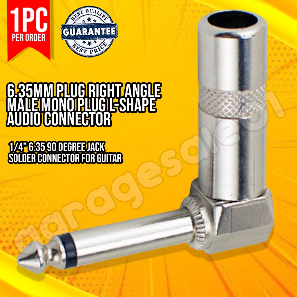 6.35mm Plug Right Angle Male Mono Plug L-shape Audio Connector | Shopee ...