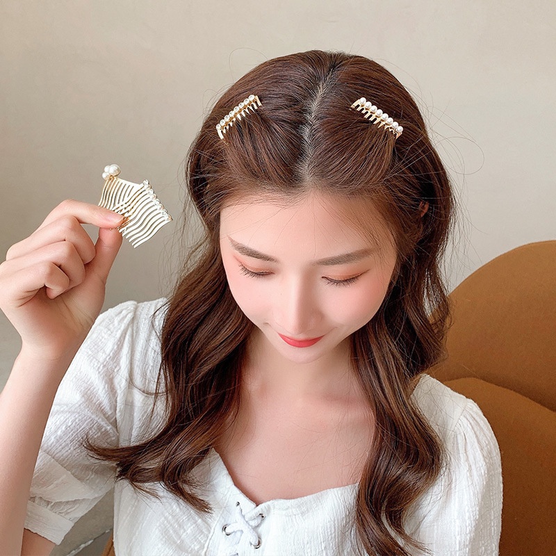 Pearl Inverted Comb Hairpin Fixed Bangs Hairpin with Teeth Side Bangs ...