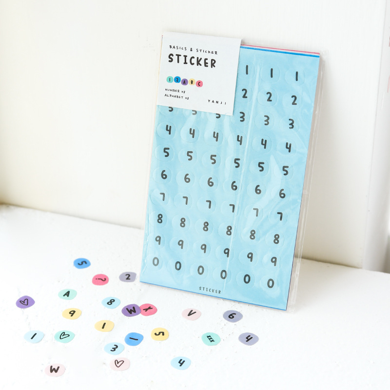 16Pcs Basic Dot Number Sticker Paper Deco Stickers Scrapbooking School ...