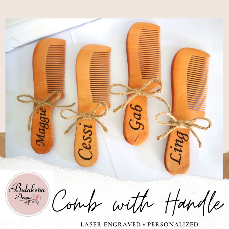 Personalized Gift Laser Engraved Wooden Comb with handle | Souvenir ...