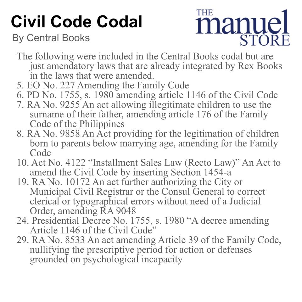 Codal (Central) (2025) - Civil Code of the Philippines with the Family ...