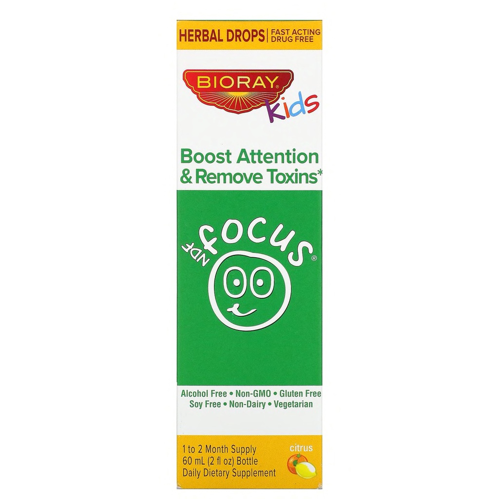Bioray, Kids, NDF Focus, Boost Attention & Remove Toxins, Citrus , 2 fl ...