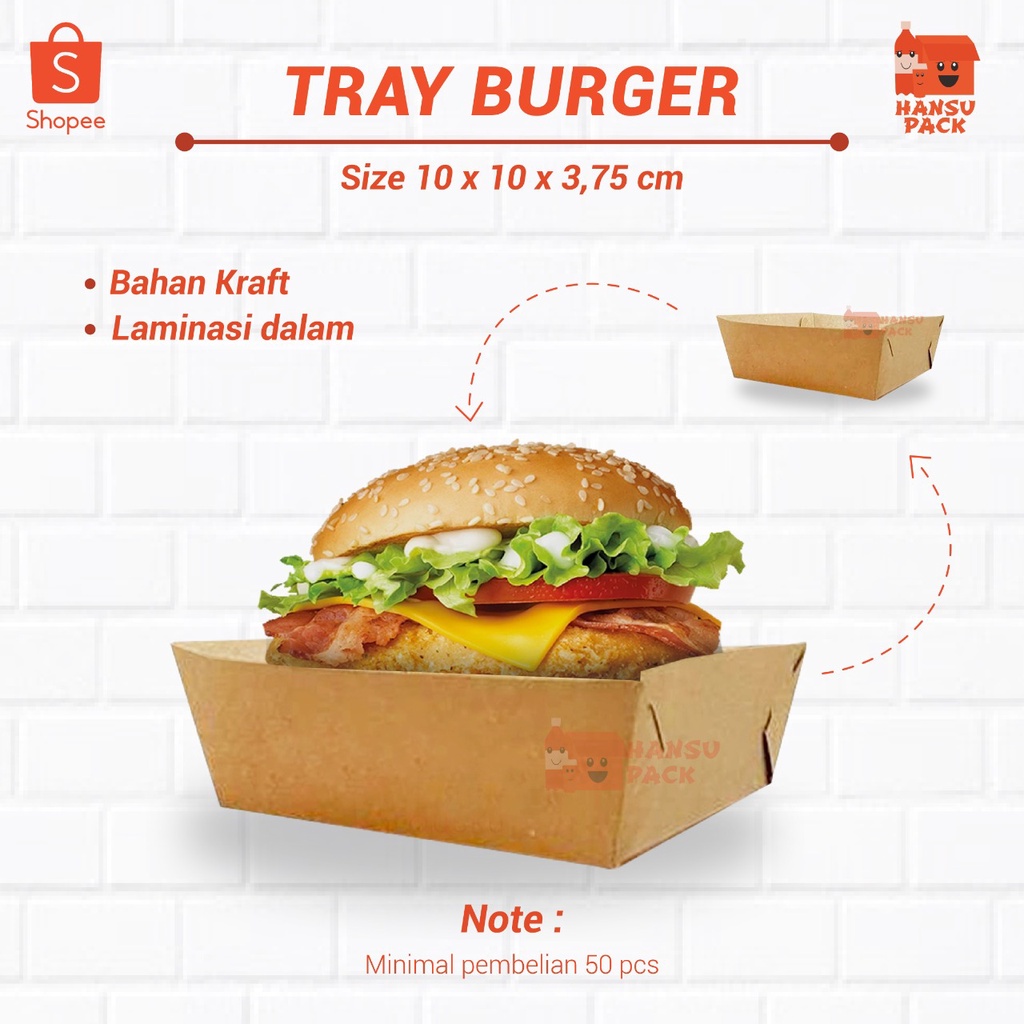 Burger Tray Contents 50pcs/burger box/kraft box/Food Mat/Snack box ...