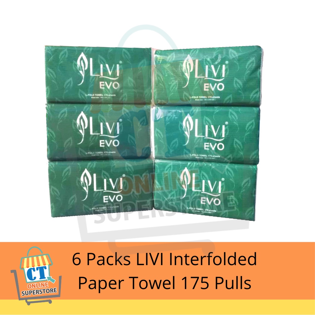 LIVI EVO L-FOLD Interfolded Paper Towel Tissue 1Ply 175 sheets (Pack of ...