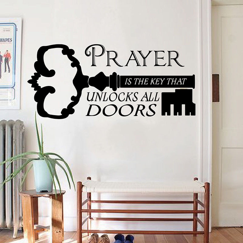 Prayer Is The Key Bible Verse Wall Sticker Bedroom Living Room ...
