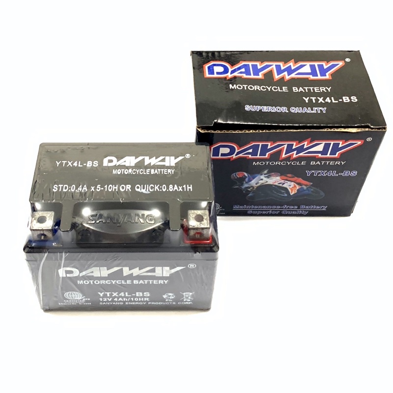 Densam Dayway 4L Motorcycle Battery 12V Battery Motor Battery YTX 4L-BS ...