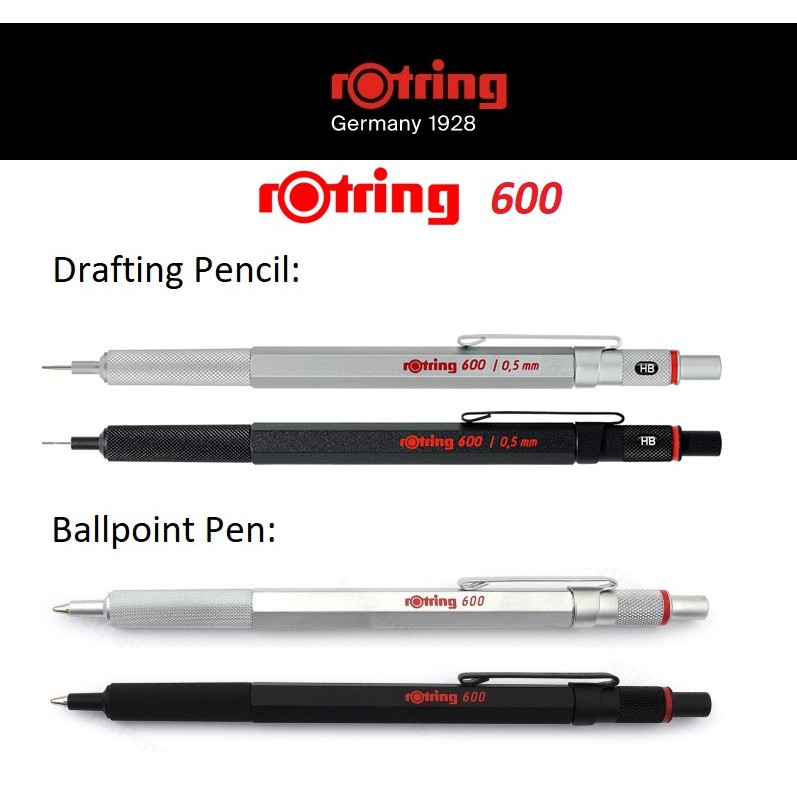 rOtring 600 Full Metal Drafting Pencil (0.3, 0.5, 0.7, 2.0 mm ...