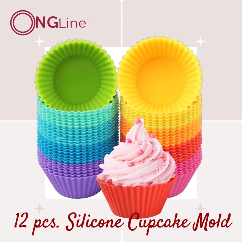 12 pcs. Silicone Cupcake Mold | Puto Molder | Muffin Mold | Shopee ...
