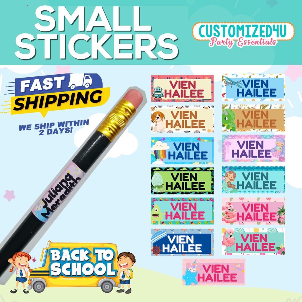 Back to school Customized Small Sticker Label Name For Pencils and ...