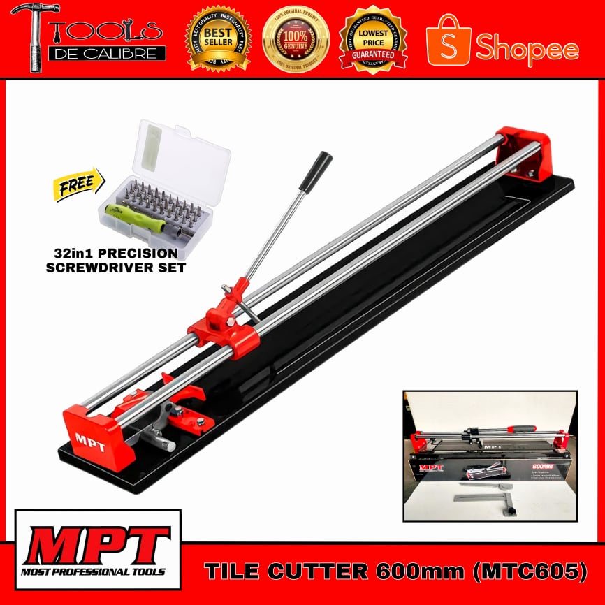 MPT 600mm Tile Cutter Manual Heavy Duty (MTC605) w/ FREE 32in1 ...