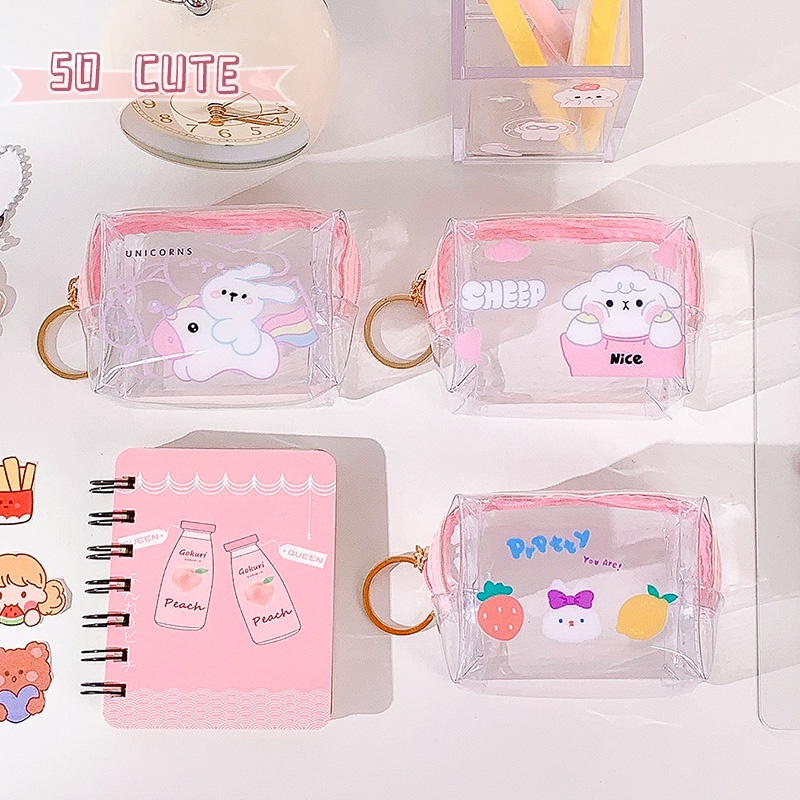 Cartoon Transparent PVC Coin Purse Girl Cute Waterproof Wallet | Shopee ...
