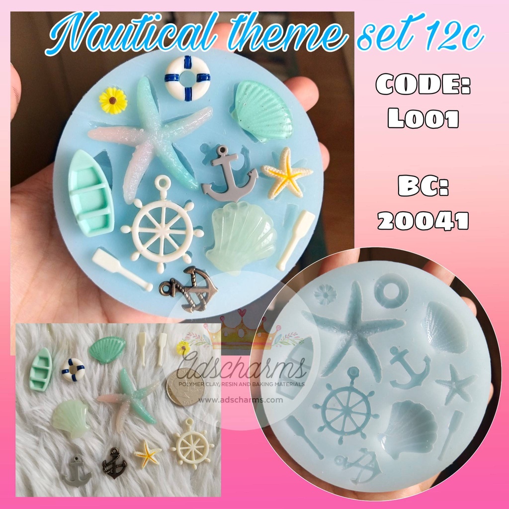 ASM Nautical theme silicone mold set 12c | Anchor wheel Sailor Boat ...