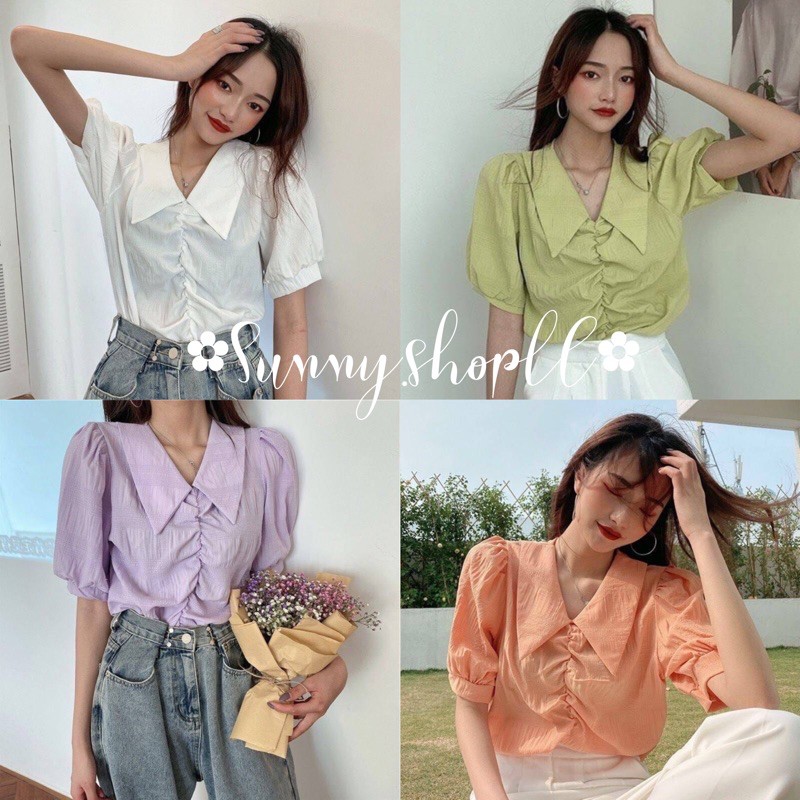 Sunny Square Collar Dolly Sleeve Korean Style 4 Colors Very Cute ...