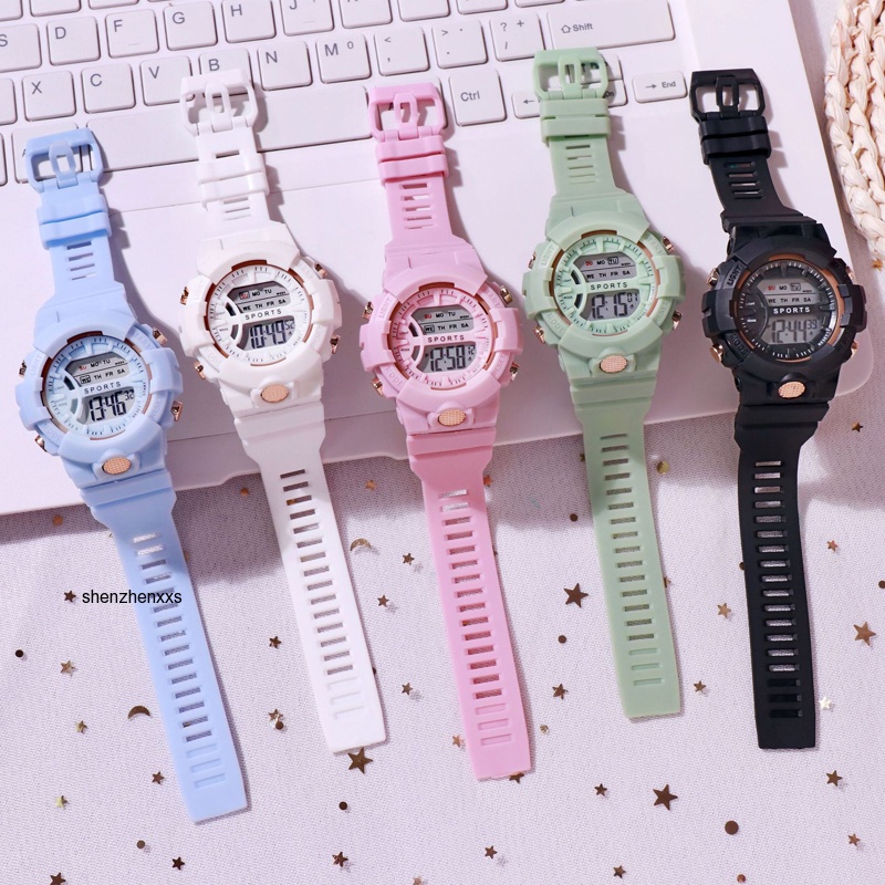sports unisex digital watch Fashion Macaron Muilti-Colors Girl's Water ...
