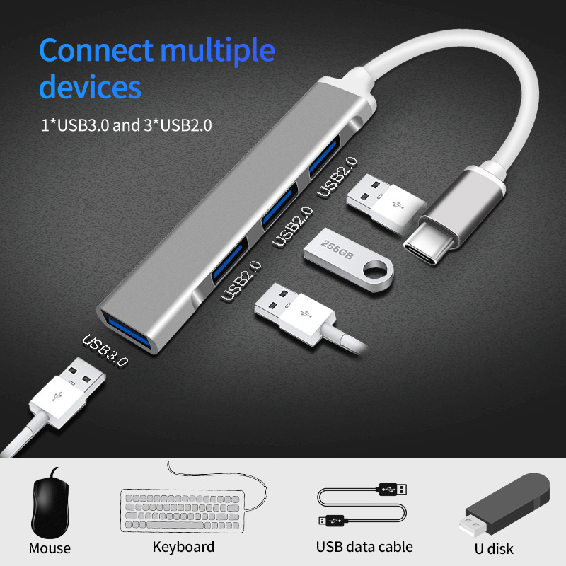 HUB Multiple Type C Hub Converter Splitter 4 Ports Hight Speed USB 3.0 ...