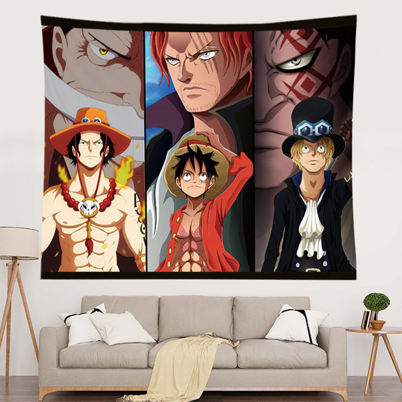 20styles One Piece Backdrop Tapestry Party Hanging Cloth Luffy Zoro Ace ...