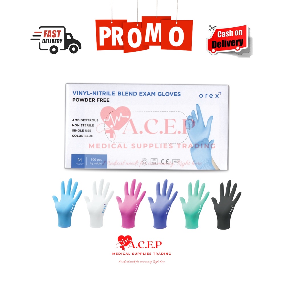 OREX Vinyl Nitrile Blend Examination Gloves (S/M/L/XL) | Shopee Philippines