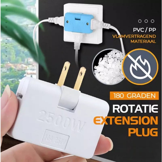 Rotatable Socket Converter 2500W One In Three 180 Degree Extension Plug ...
