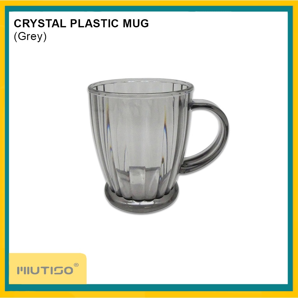 Miutiso Plastic Crystal Cup with Handle 380ml Transparent Drinking Cups ...