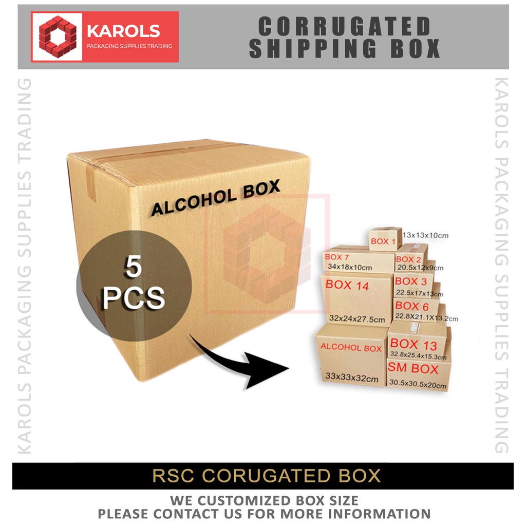 (5pcs) Double Wall Carton box corrugated cardboard ALCOHOL BOX 33x33x32 cm packaging Kraft Size ...