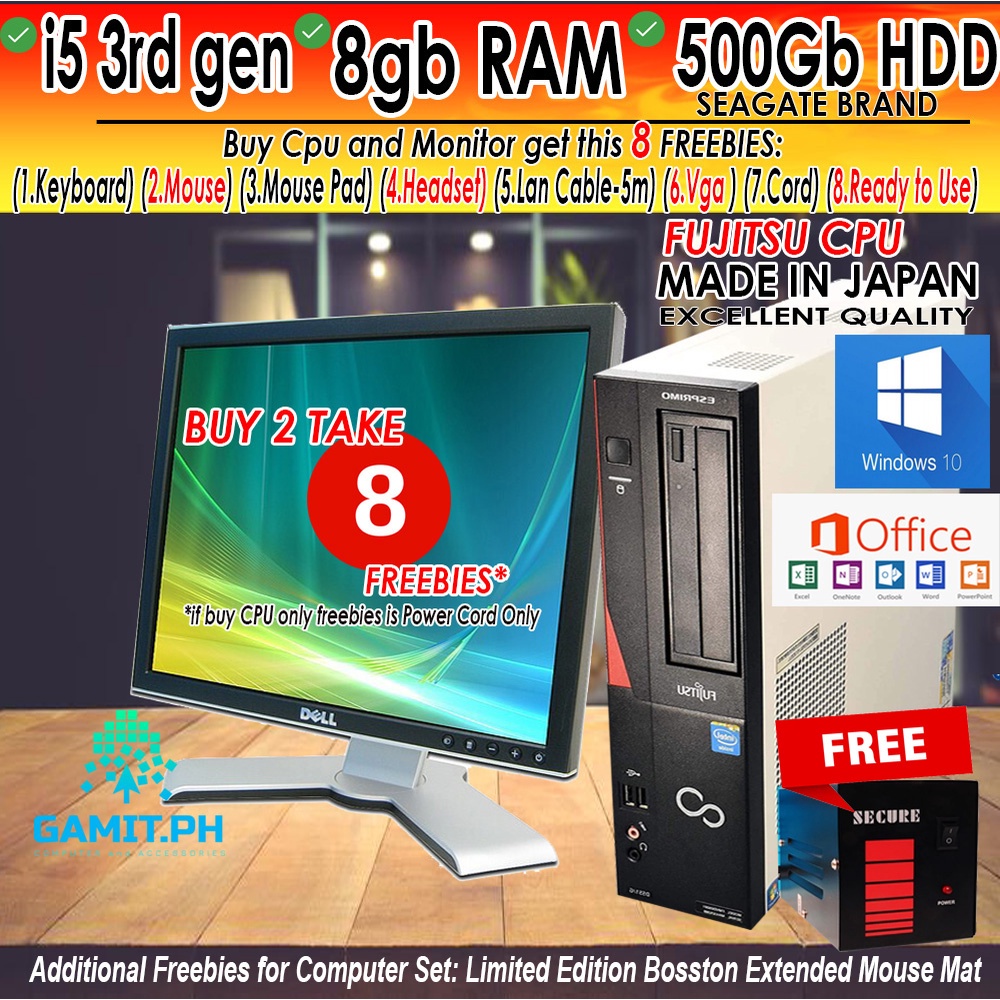 Desktop Computer Set Intel i5, 8gbram, 19inches Monitor Gaming Pc Full ...