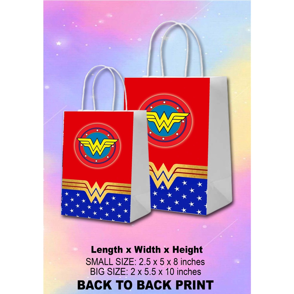 10pcs wonderwoman theme paperbag/lootbags | Shopee Philippines