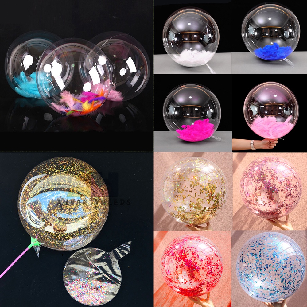 1Pc 18/36 Inches Bobo Balloons With Feather Glitter Confetti For ...