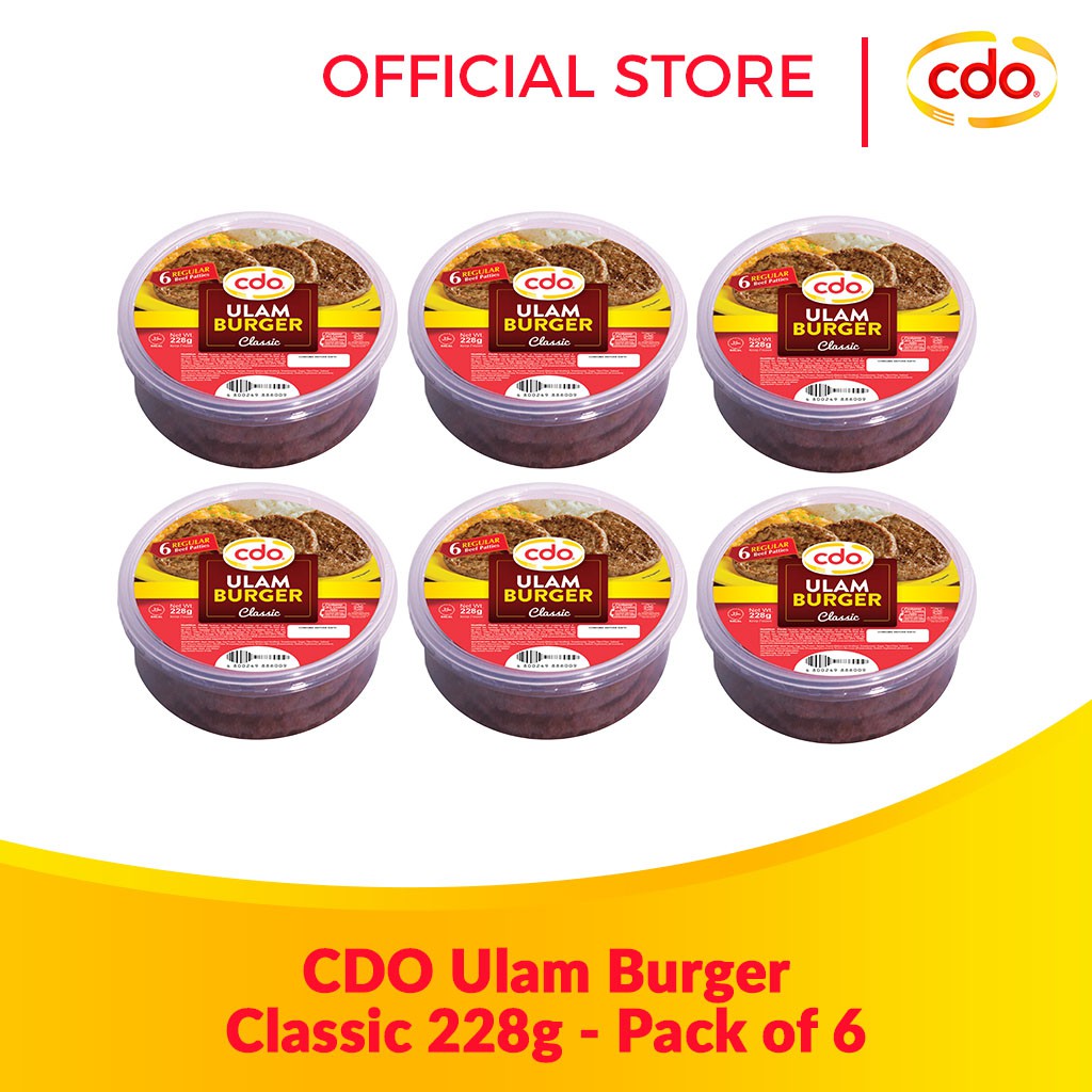 CDO Ulam Burger Classic Regular 228g - Pack of 6 | Shopee Philippines