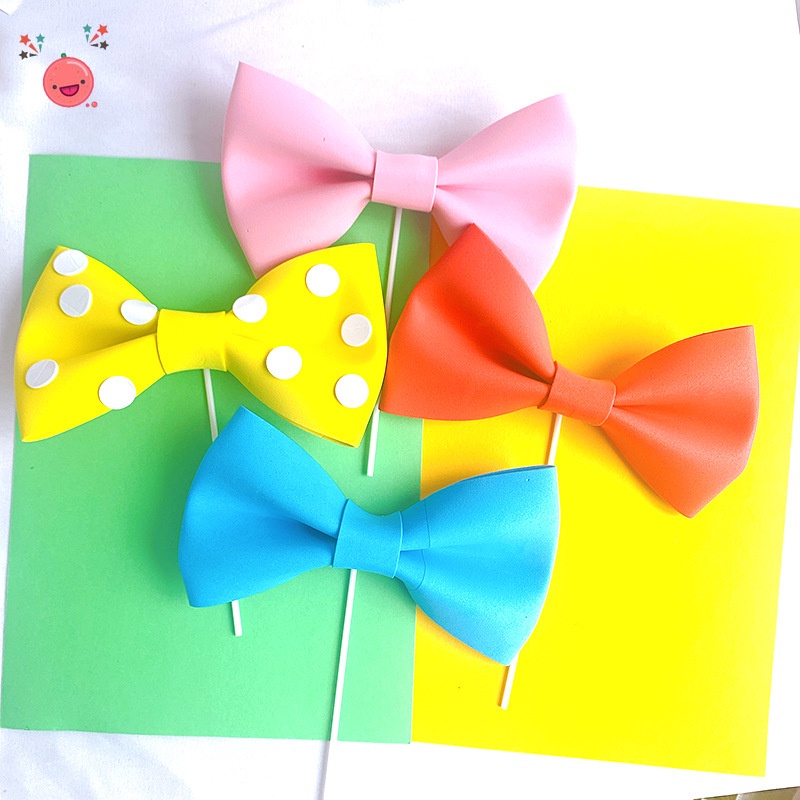Colorful Bow Cake Topper DIY Girly Cute Sponge Cake Decoration little ...