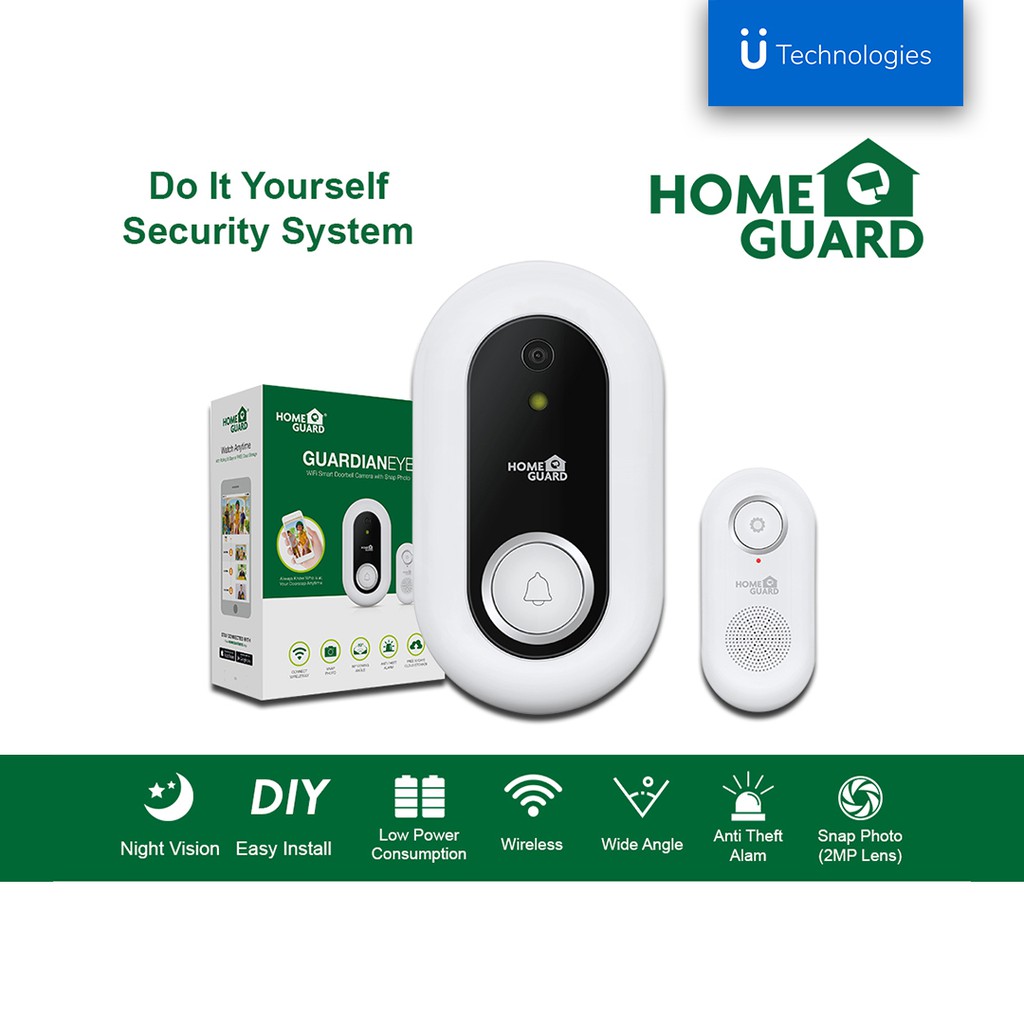 Homeguard WIFI smart doorbell with snapshot | Shopee Philippines