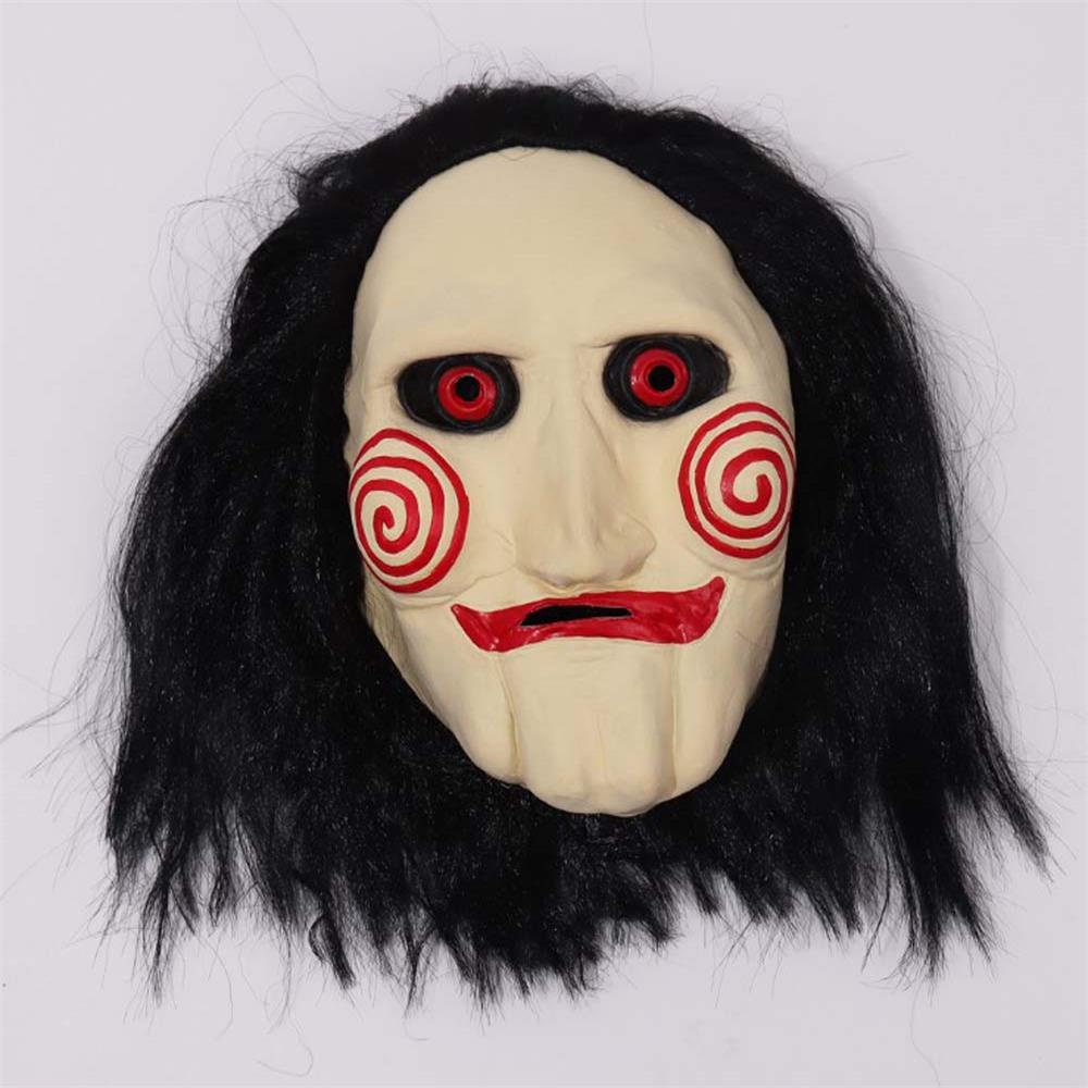 Latex SAW BILLY PUPPET MASK With Hair Halloween Horror Jigsaw Wig Party ...