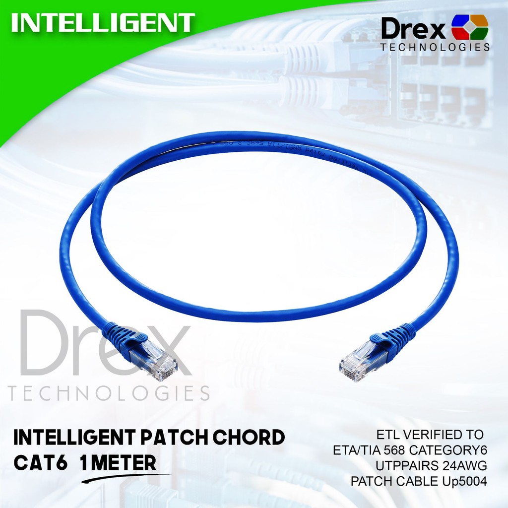 1M Intelligent Cat6 Patch Cable Blue UTP Pairs 24AWG Ethernet Cable ...