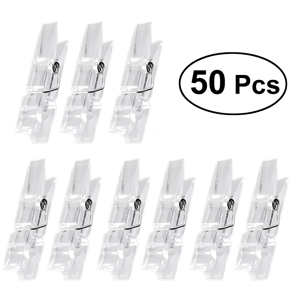 50Pcs 2.5cm Transparent Plastic Clips/Mini Spring Clothespins Pegs ...
