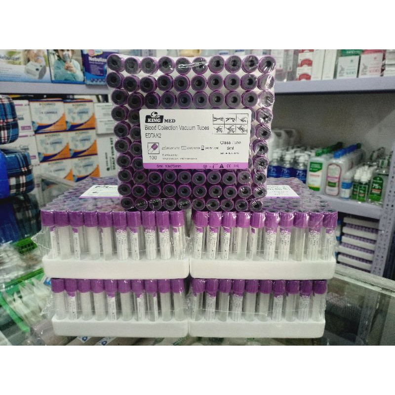 EDTA K2 5ml Purple Top Blood Collection Vacuum Tubes 100's Glass Tube ...
