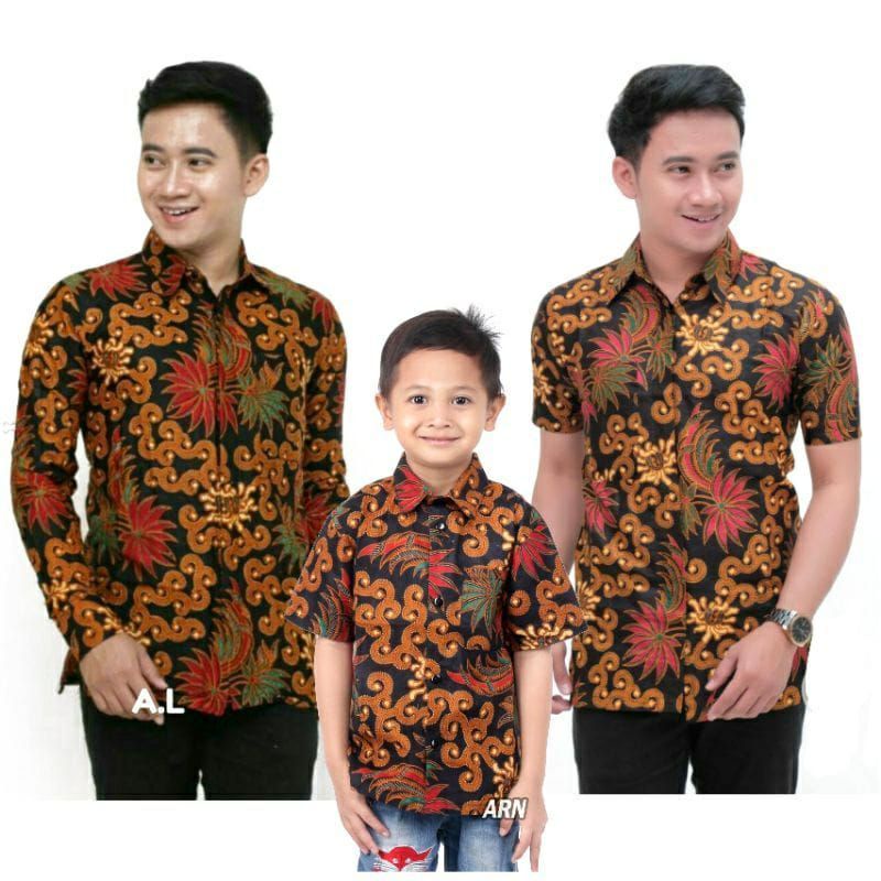UKEL SEKAR MOTIF BATIK CLOTHES, FATHER SON COUPLE BATIK, FATHER AND ...