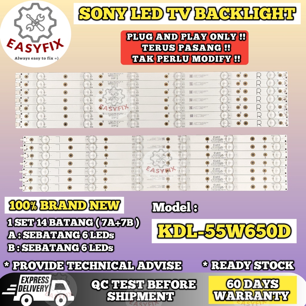 55 INCH ( KDL-55W650D LAMPU TV ) 55W650D 55" SONY LED BACKLIGHT pxc ...