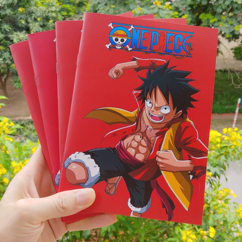 Luffy One Piece notebook, red cover, A5 size with horizontal lines ...