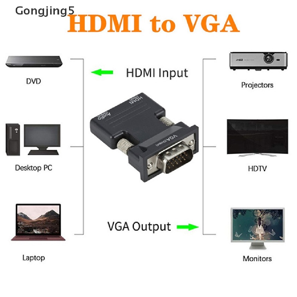 Gongjing5 HDMI to VGA Male To Female Adapter Cable 1080P Digital to ...